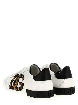 Dolce & Gabbana Portofino' Leather Sneakers With Pony Hair Logo - Multicolor