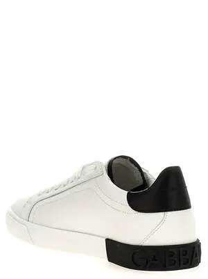 Dolce & Gabbana Portofino' Leather Sneakers With Pony Hair Logo - Multicolor