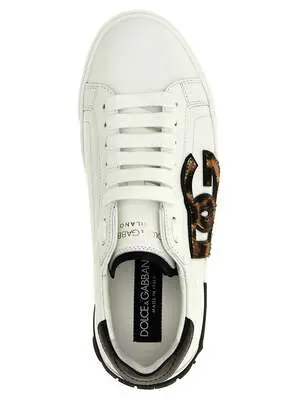 Dolce & Gabbana Portofino' Leather Sneakers With Pony Hair Logo - Multicolor