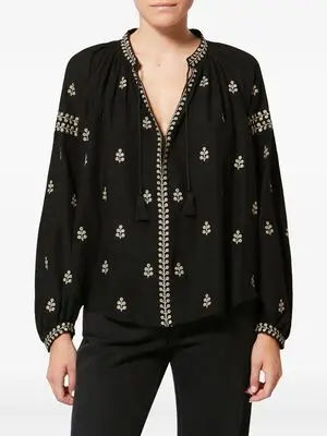 Isabel Marant Étoile Rodis Embroidered Tussar Silk Blouse