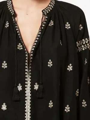 Isabel Marant Étoile Rodis Embroidered Tussar Silk Blouse