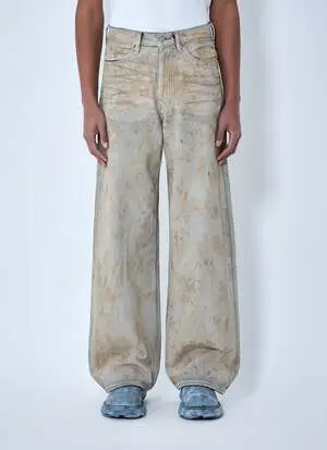 Acne Studios ACNE STUDIOS Wide-Leg Distressed Denim Pants Cream