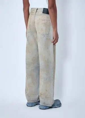 Acne Studios Wide-leg Distressed Denim Pants - Cream