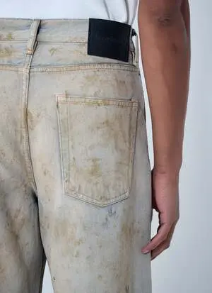 Acne Studios Wide-leg Distressed Denim Pants - Cream