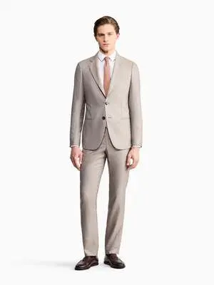 Giorgio Armani Soho Line Single-breasted Suit In Wool, Silk And Linen Grisaille - Gray
