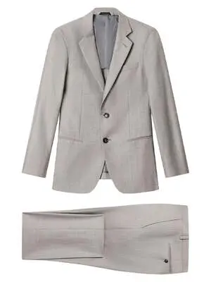 Giorgio Armani Giorgio Armani Men Soho Line Single-Breasted Suit In Wool, Silk And Linen Grisaille Gray