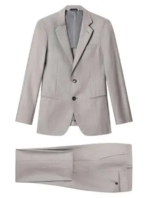 Giorgio Armani Giorgio Armani Men Soho Line Single-Breasted Suit In Wool, Silk And Linen Grisaille Gray