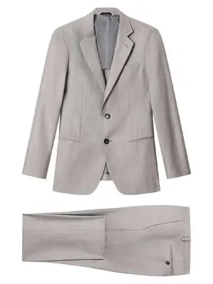 Giorgio Armani Soho Line Single-breasted Suit In Wool, Silk And Linen Grisaille - Gray