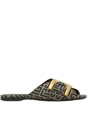 Balmain Anthem Monogrammed Jacquard Sandals With Decorative Buckle - Multicolor
