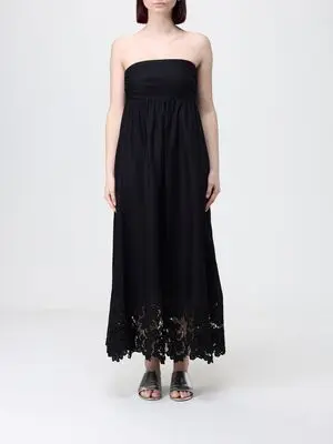 Max Mara Linen Dress With Lace Trim - Black