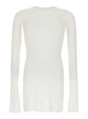 Rick Owens T-shirt With Ribbed Design And Round Neck In Viscose And Silk Blend - White