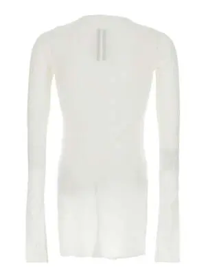 Rick Owens T-shirt With Ribbed Design And Round Neck In Viscose And Silk Blend - White