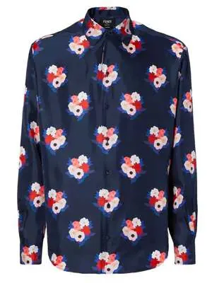 Fendi Shirt Over Silk Bou - Blue