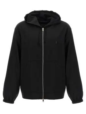Givenchy Wool Zip-up Hoodie With Logo Plaque - Black
