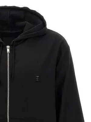 Givenchy Wool Zip-up Hoodie With Logo Plaque - Black