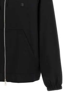 Givenchy Wool Zip-up Hoodie With Logo Plaque - Black