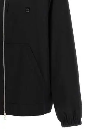 Givenchy Wool Zip-up Hoodie With Logo Plaque - Black