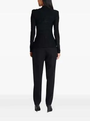 Balmain Ls Bouclette Monogrammed Top