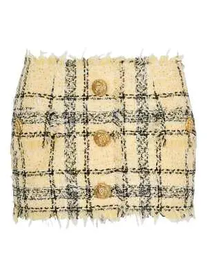 Balmain Tweed Skirt With Gold-colored Buttons - Multicolor