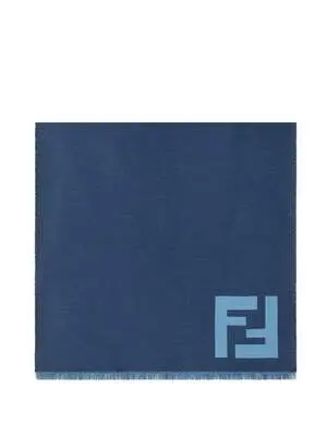 Fendi Wool Ff Logo Scarf - Blue