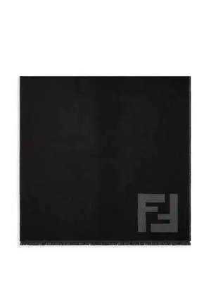 Fendi Ff Logo Wool Scarf - Black