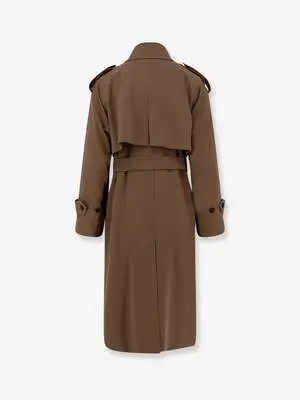 Max Mara Virgin Wool Belted Trench Coat - Multicolor