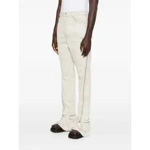 Rick Owens Bootcut Jeans With Side Zips - Cream