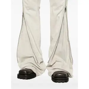 Rick Owens Bootcut Jeans With Side Zips - Cream