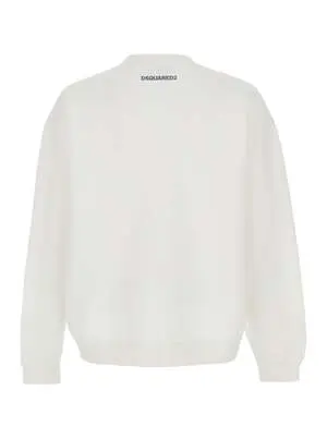 Dsquared2 White Crew Neck T-shirt With Front Print In Cotton For