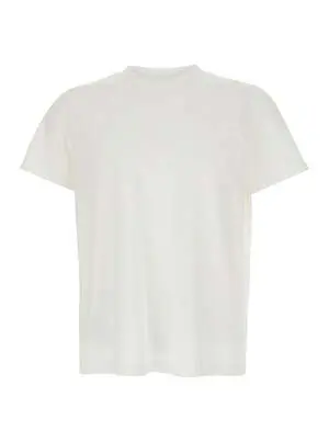 Rick Owens Crew Neck T-shirt With Tone On Tone Stitching In Cotton - White