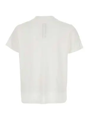 Rick Owens Crew Neck T-shirt With Tone On Tone Stitching In Cotton - White