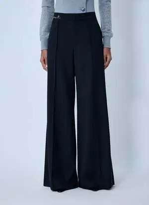 Marni High-waisted Wide-leg Wool Tailored Pants - Black
