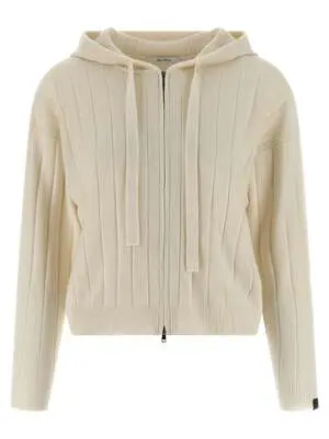 Max Mara Rubiera Zip-up Hooded Cardigan In Pure Cashmere - White