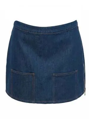 Fendi Ff Reversible Denim Skirt - Blue