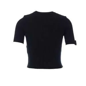 COURREGES Ribbed Crew Neck Short Sleeve T-shirt