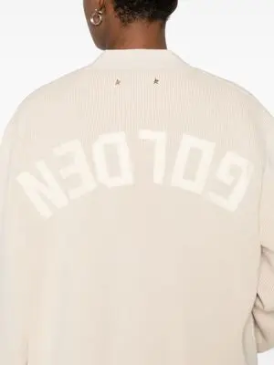 GOLDEN GOOSE Cream Ribbed Knit V-neck Cardigan