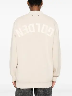 GOLDEN GOOSE Cream Ribbed Knit V-neck Cardigan