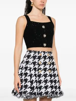 Balmain Black Tweed Cropped Top - Multicolor