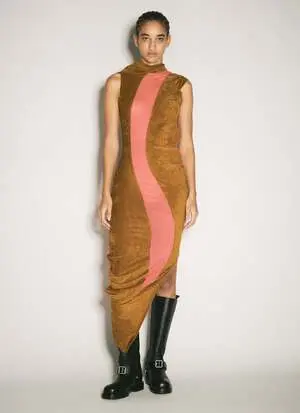 KIKO KOSTADINOV Pendle Dress Asymmetrical Paneled Design - Brown