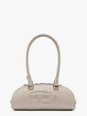 DIESEL® DIESEL 1DR Python-Effect Leather Shoulder Bag Cream