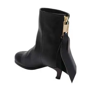Sacai Leather High-top Ankle Boots With Zip Closure And Cuban Heel - Black