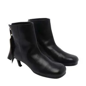 Sacai Leather High-top Ankle Boots With Zip Closure And Cuban Heel - Black