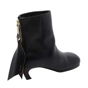 Sacai Leather High-top Ankle Boots With Zip Closure And Cuban Heel - Black