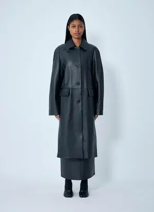 TOTEME Pebble-grain Leather Coat