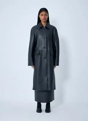 TOTEME Pebble-grain Leather Coat - Black