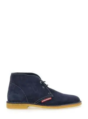 Dsquared2 Suede Lace-up Boots With Logo Patch - Multicolor