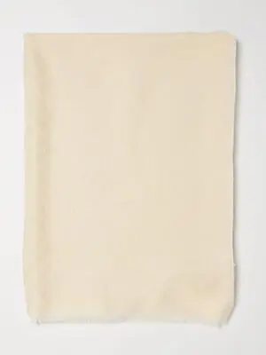 Max Mara Max Mara Women Cotton And Wool Scarf With Logo Max Mara White