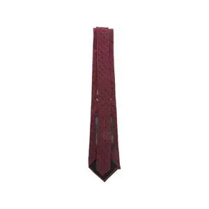 Saint Laurent Burgundy Silk Diagonal Stripe Neck Tie