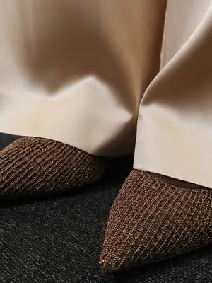 Brunello Cucinelli Leather And Monili Detail Pointed Toe Mules