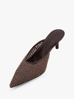 Brunello Cucinelli Leather And Monili Detail Pointed Toe Mules